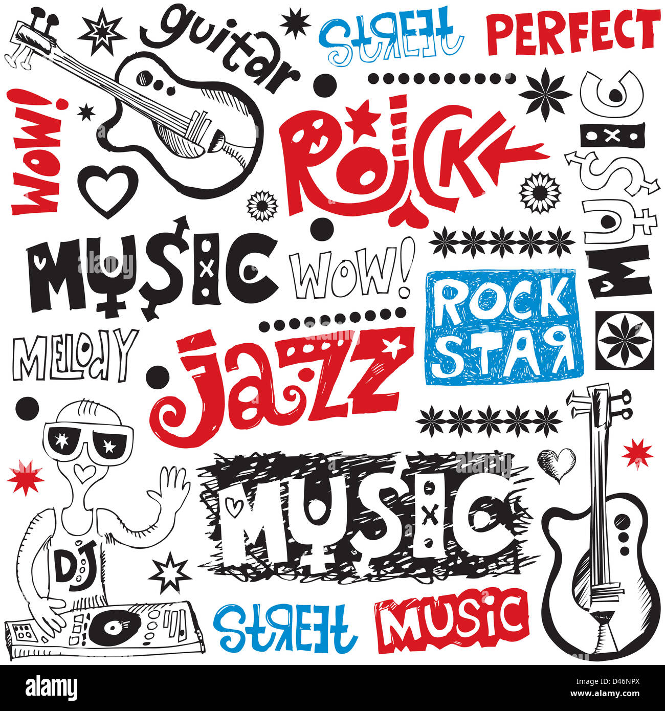 funny music doodles Stock Photo - Alamy