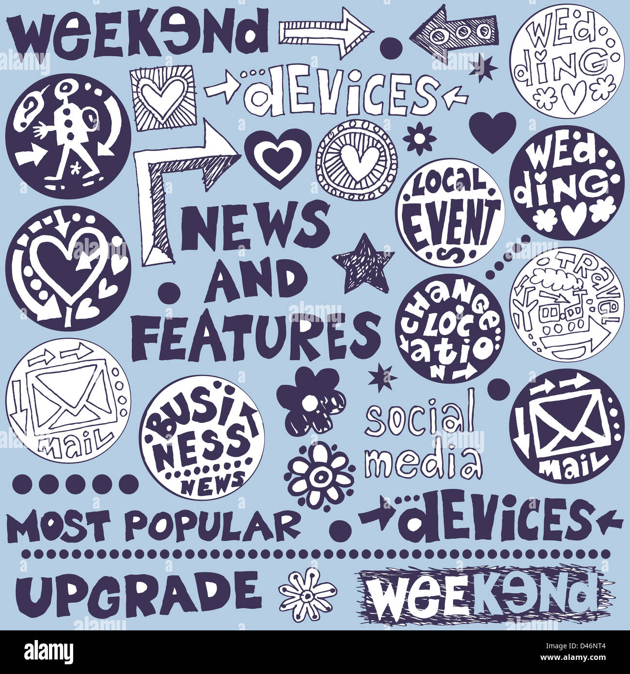 hand drawn web design elements Stock Photo - Alamy