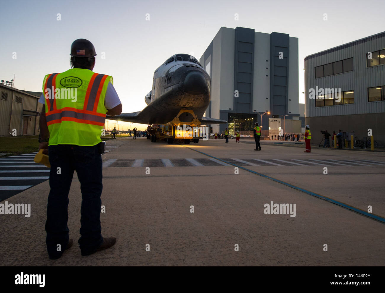 Space Shuttle Atlantis is moved to the Vehicle Assembly Building at ...