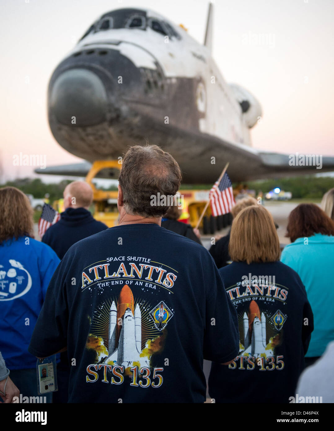 The Space Shuttle Atlantis is moved to its new display location at the ...