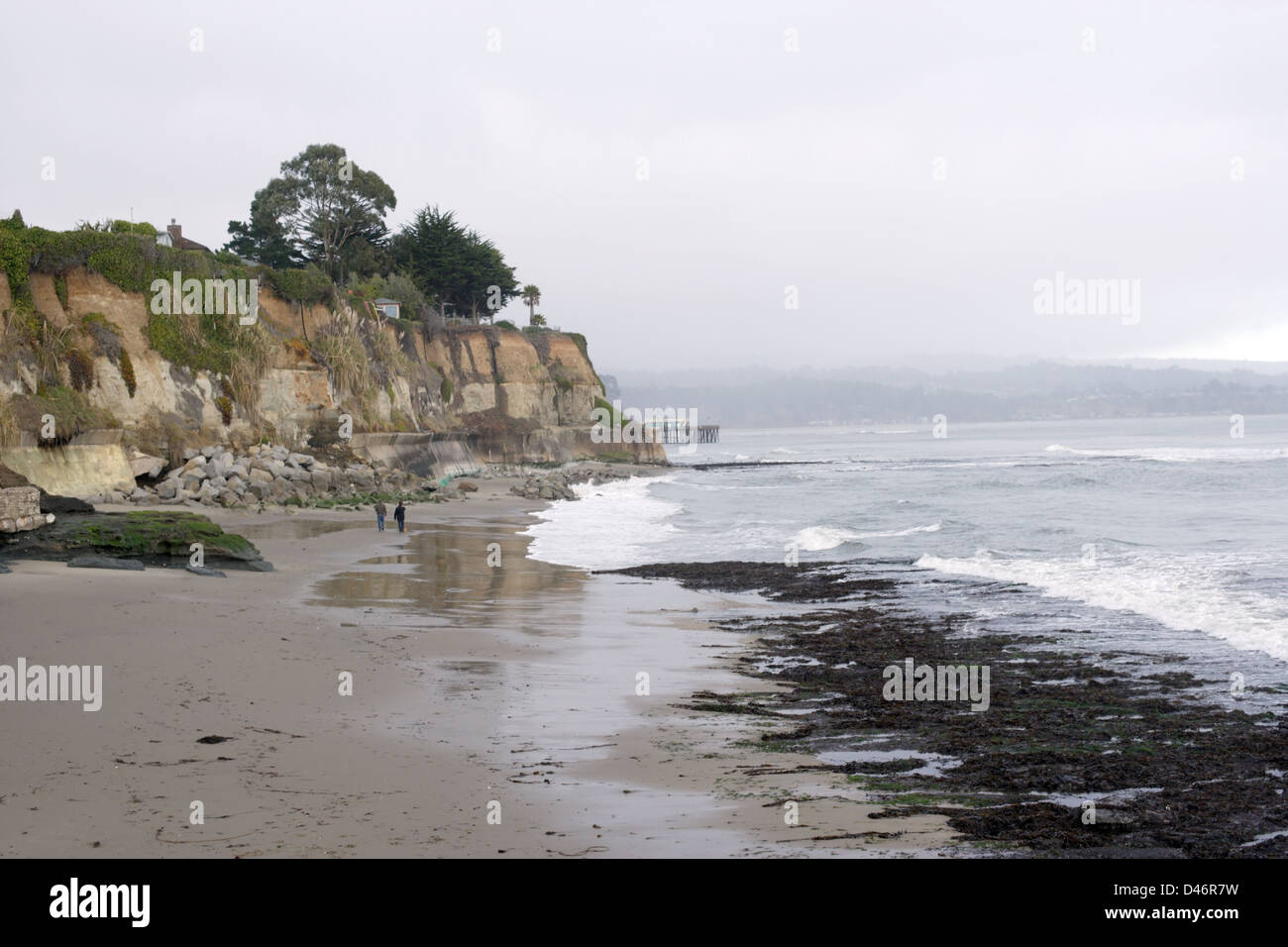 A cliff on the ocean in Capitola California as seen from Santa Cruz ...