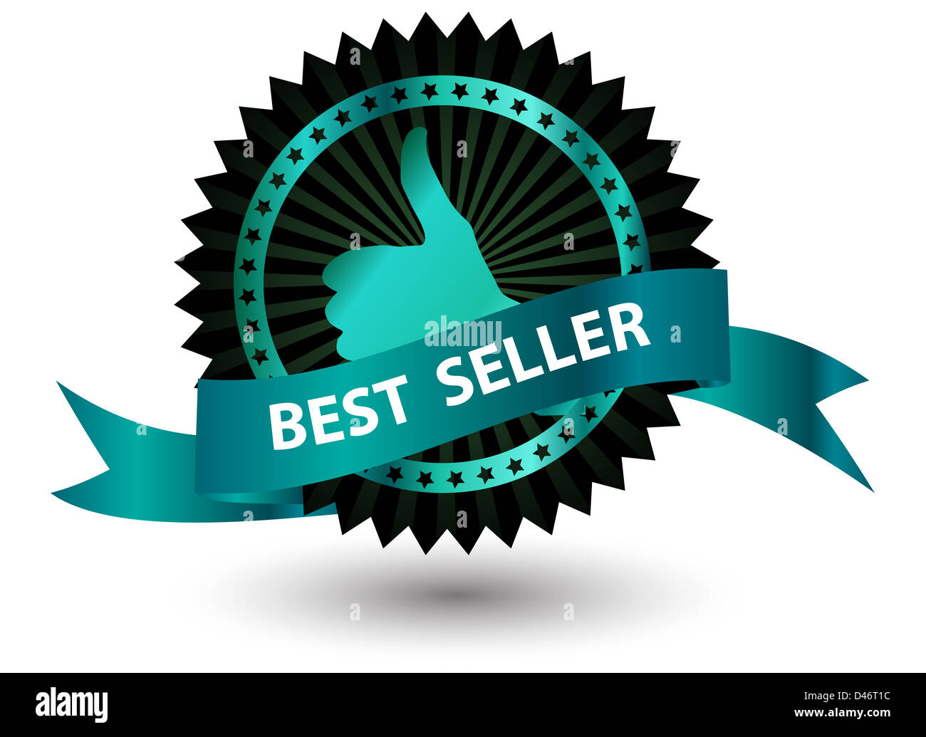 Vector Best Seller label with red ribbon Stock Photo - Alamy