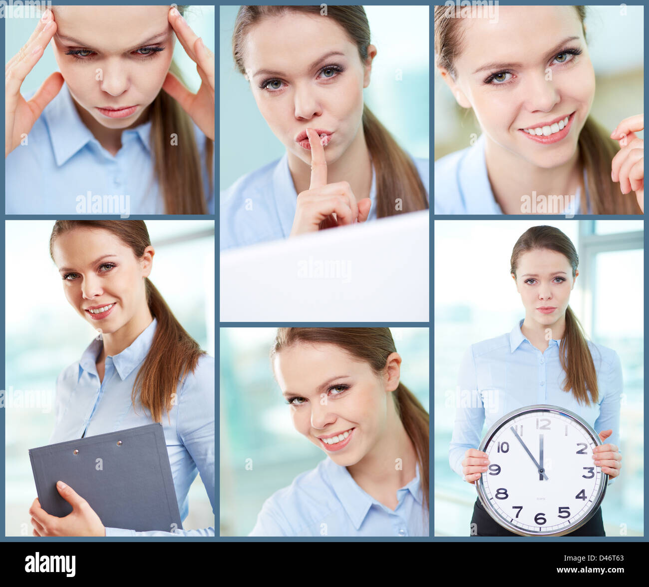 Collage of successful young businesswoman Stock Photo - Alamy
