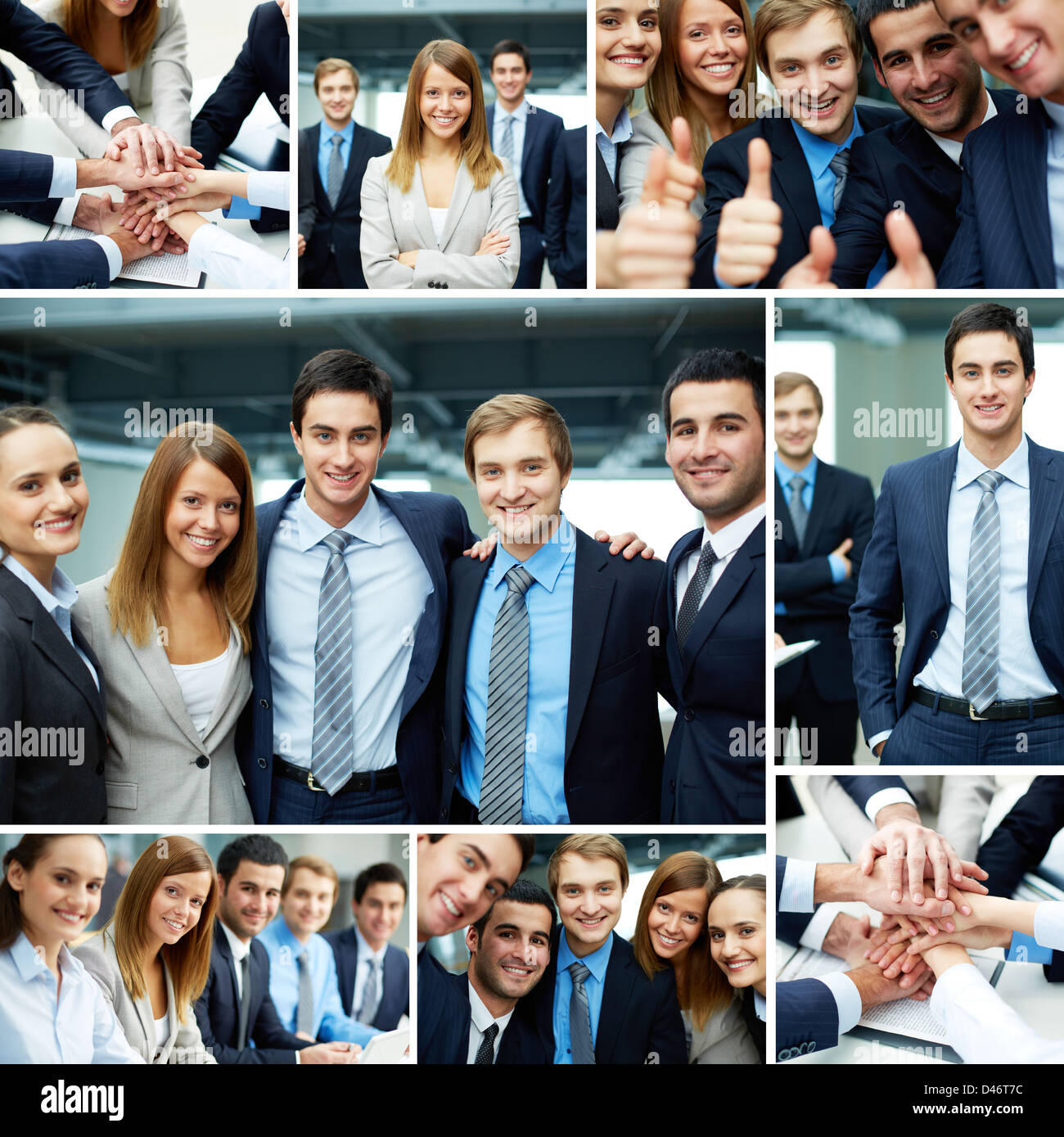 Collage of business partners in suits and symbols of unity Stock Photo ...