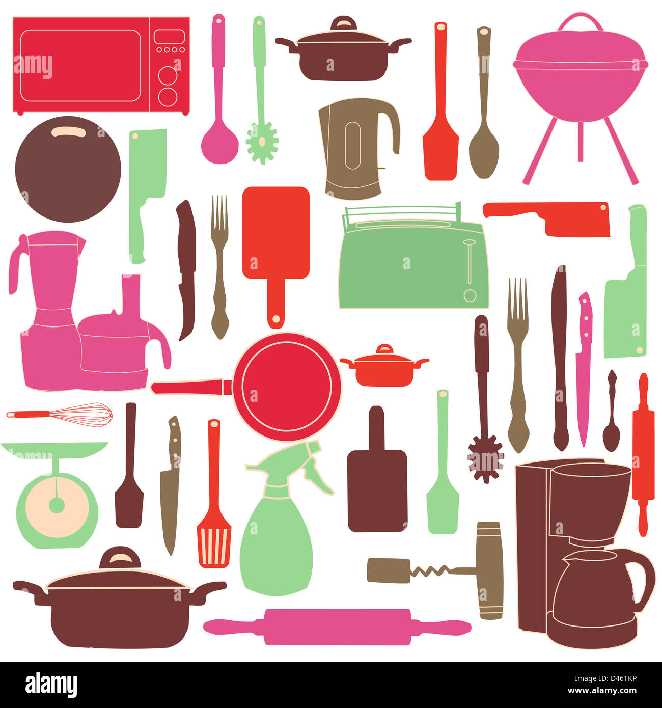 vector illustration of kitchen tools for cooking Stock Photo - Alamy