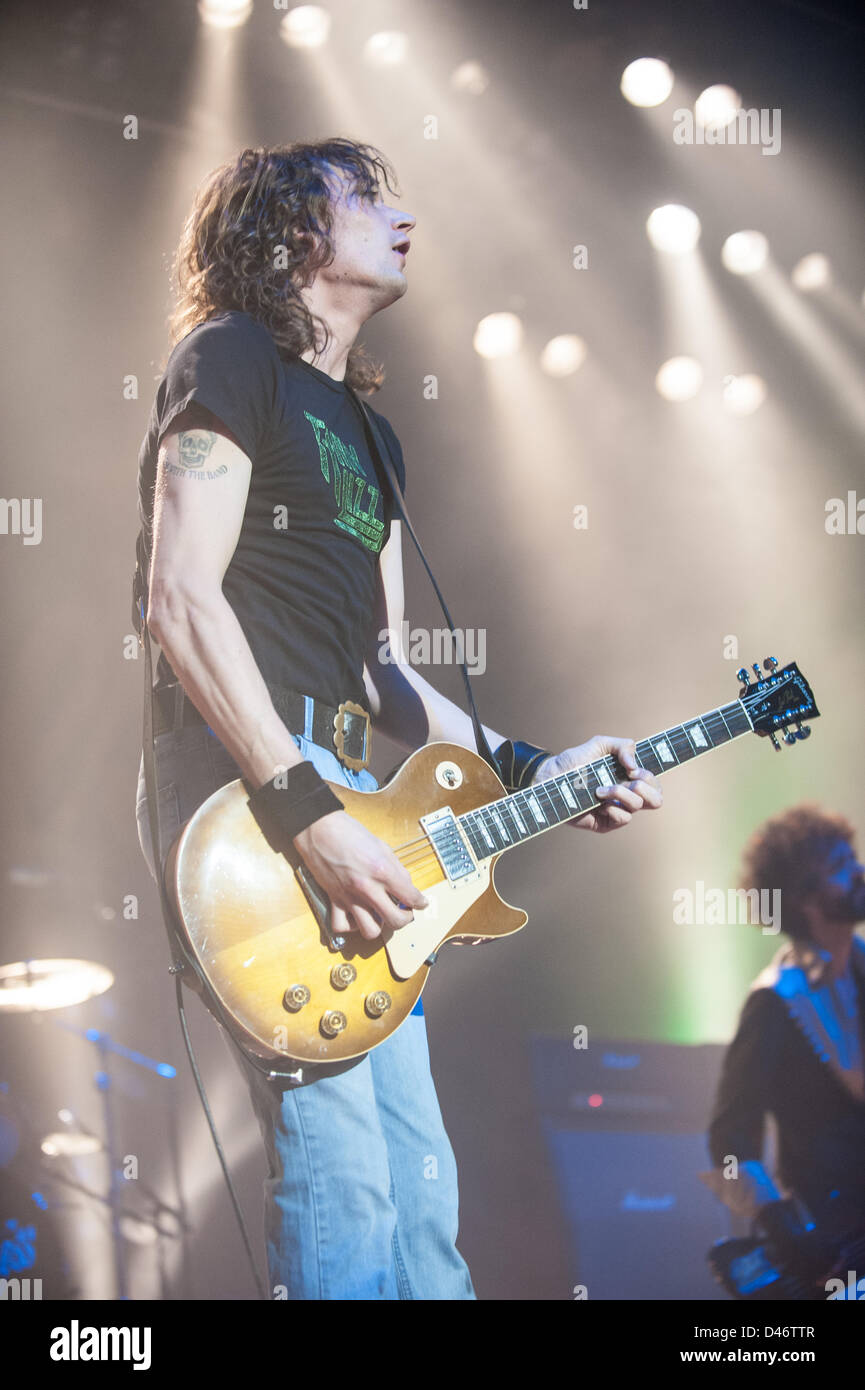 March 6 2013 Dan Hawkins, guitarist The Darkness at Wolverhampton Civic ...