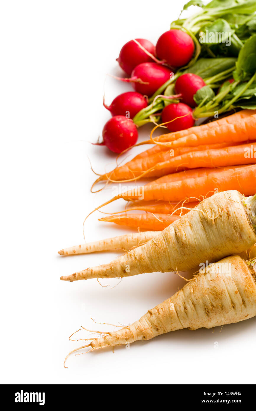 root vegetables on white background Stock Photo - Alamy