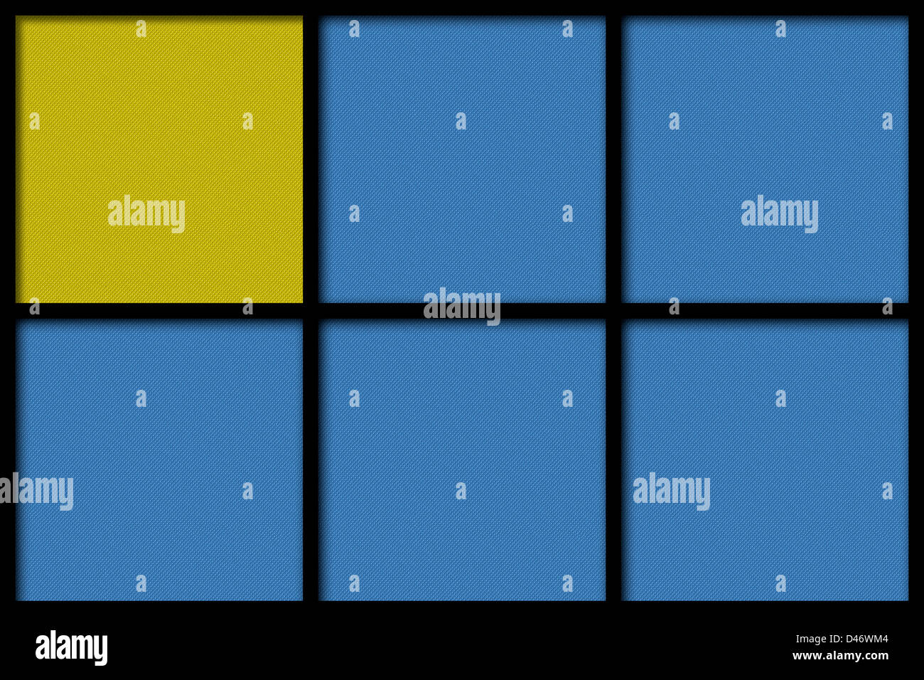 yellow and blue six squares background or color texture with black ...