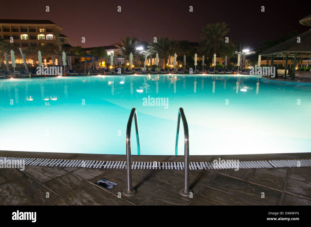 swimming pool in night illumination Stock Photo - Alamy