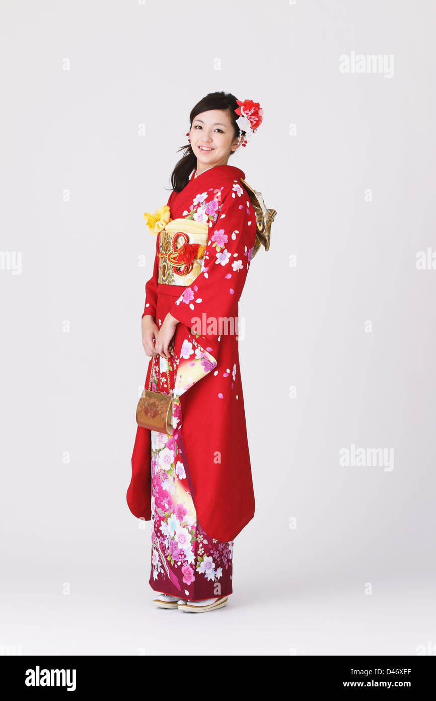 Girl In Kimono Posing Stock Photo - Alamy