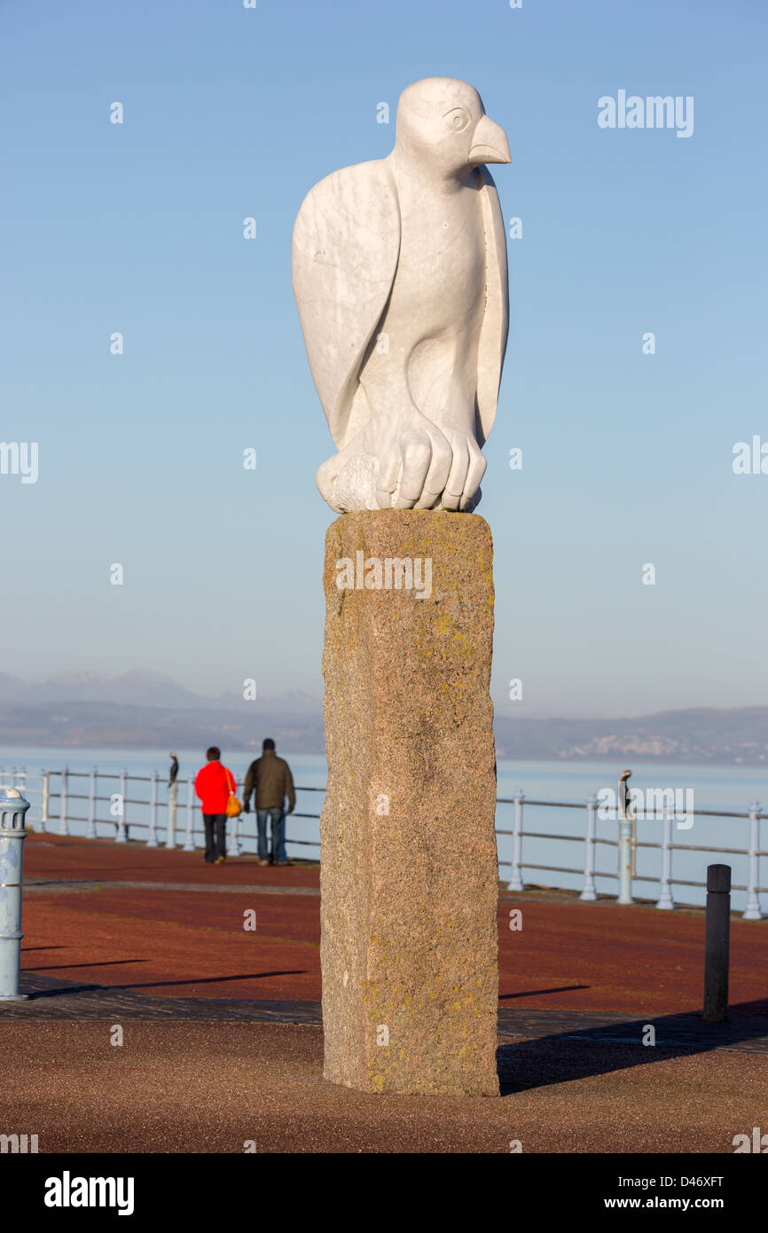 The bird sculpture on The Stone Pier at Morecambe Stock Photo - Alamy