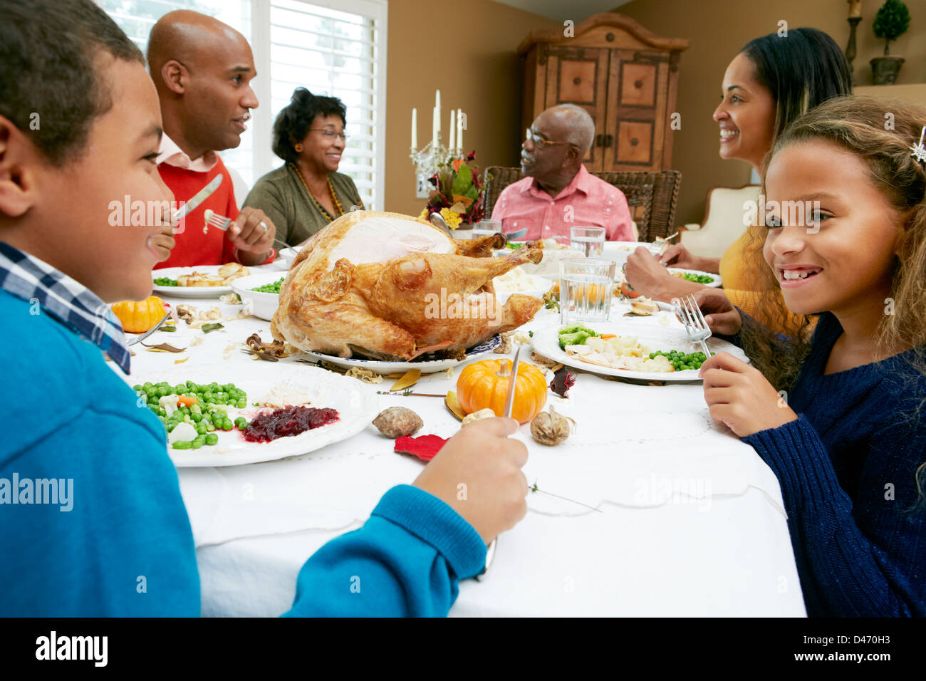 Multi Generation Family Celebrating Thanksgiving Stock Photo - Alamy