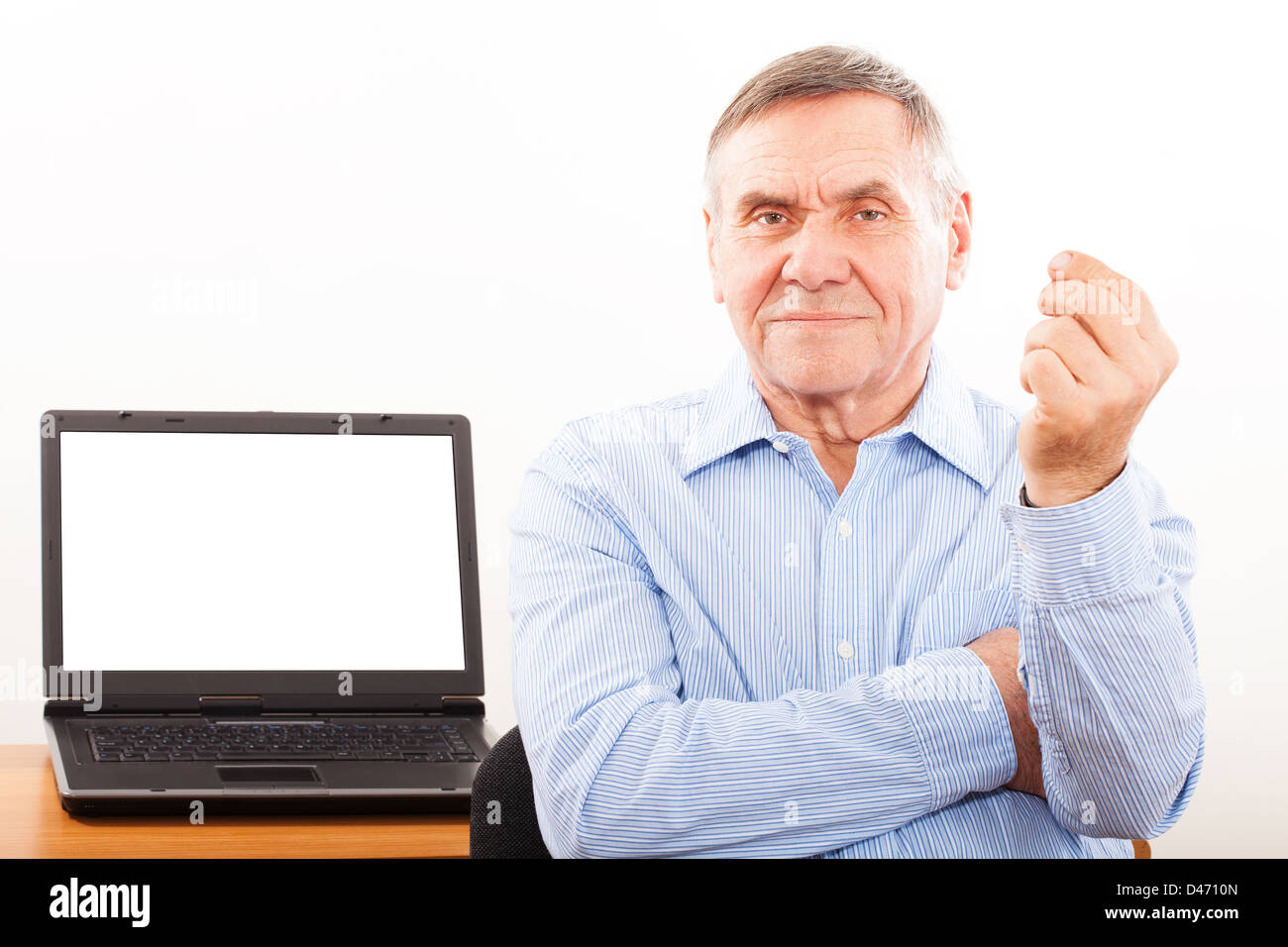 smiling man holding your advertisement. Concept of internet ...
