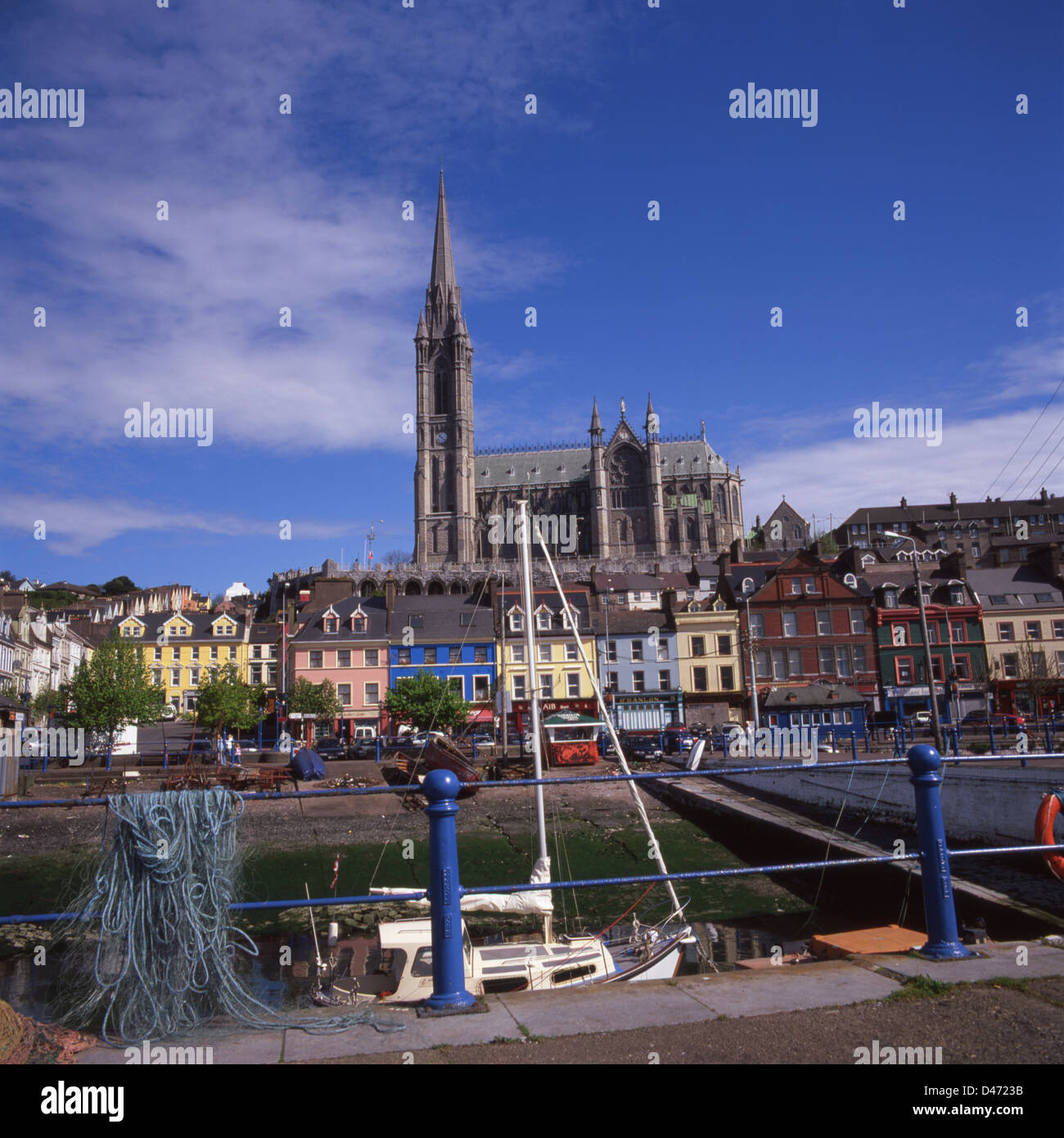 Harbour scene with cathedral in background Stock Photo - Alamy