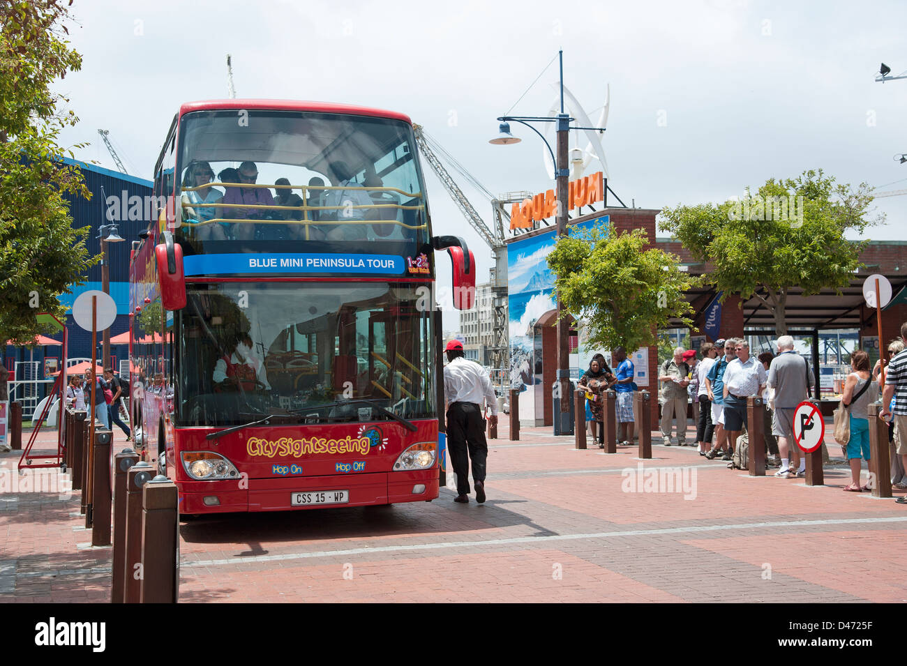 Cape Town open deck tour bus at the V&A Waterfront South Africa Stock ...