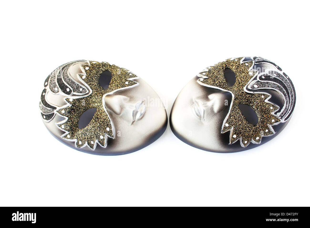 Ceramic carnival masks isolated on white background Stock Photo - Alamy