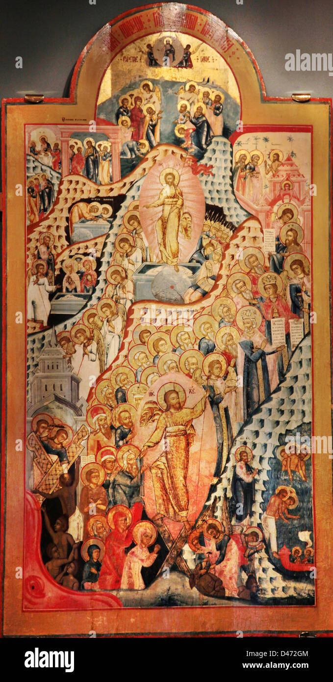 Orthodox icon The Resurrection of Christ - Descent to Hell. XVIII ct ...
