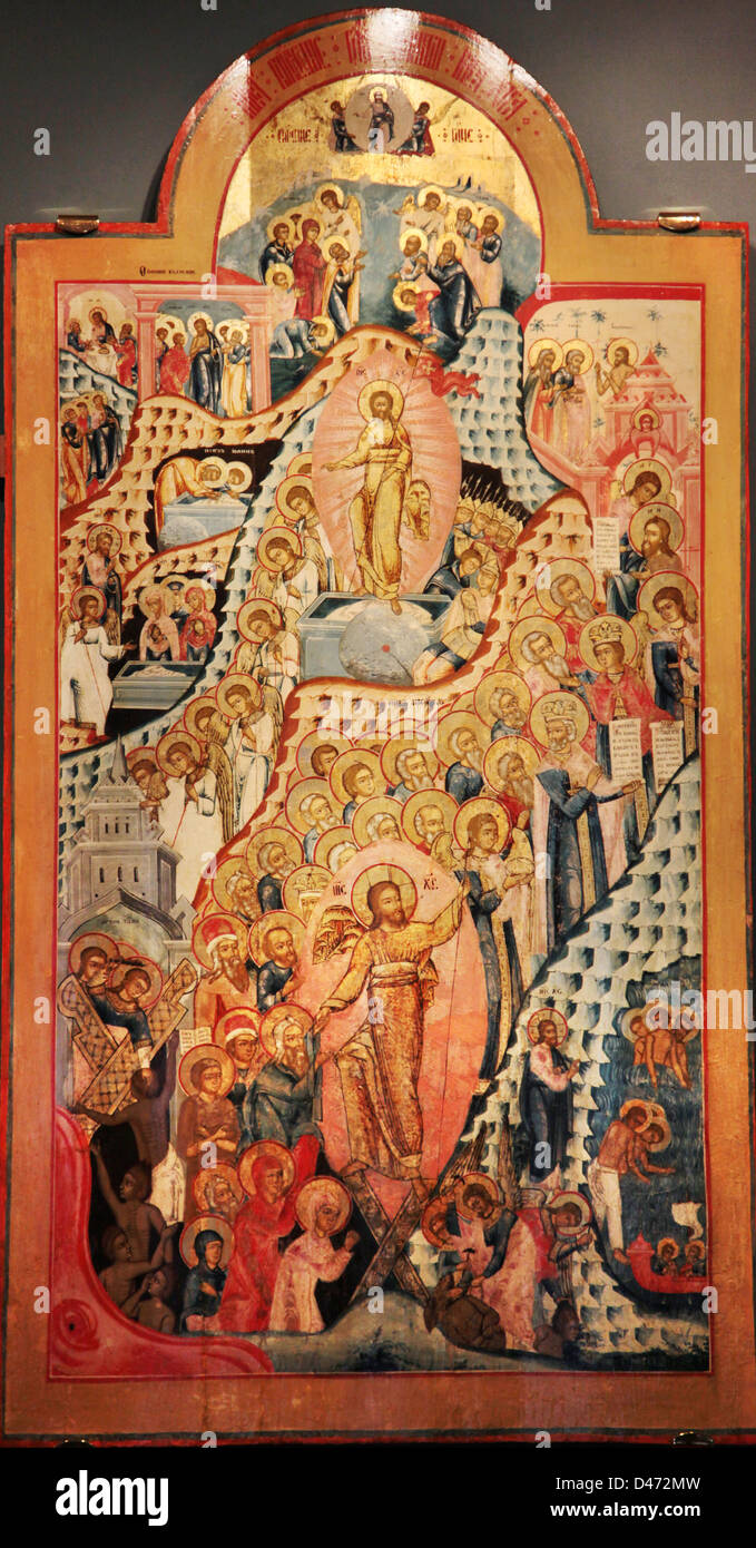 Orthodox icon The Resurrection of Christ - Descent to Hell. XVIII ct ...