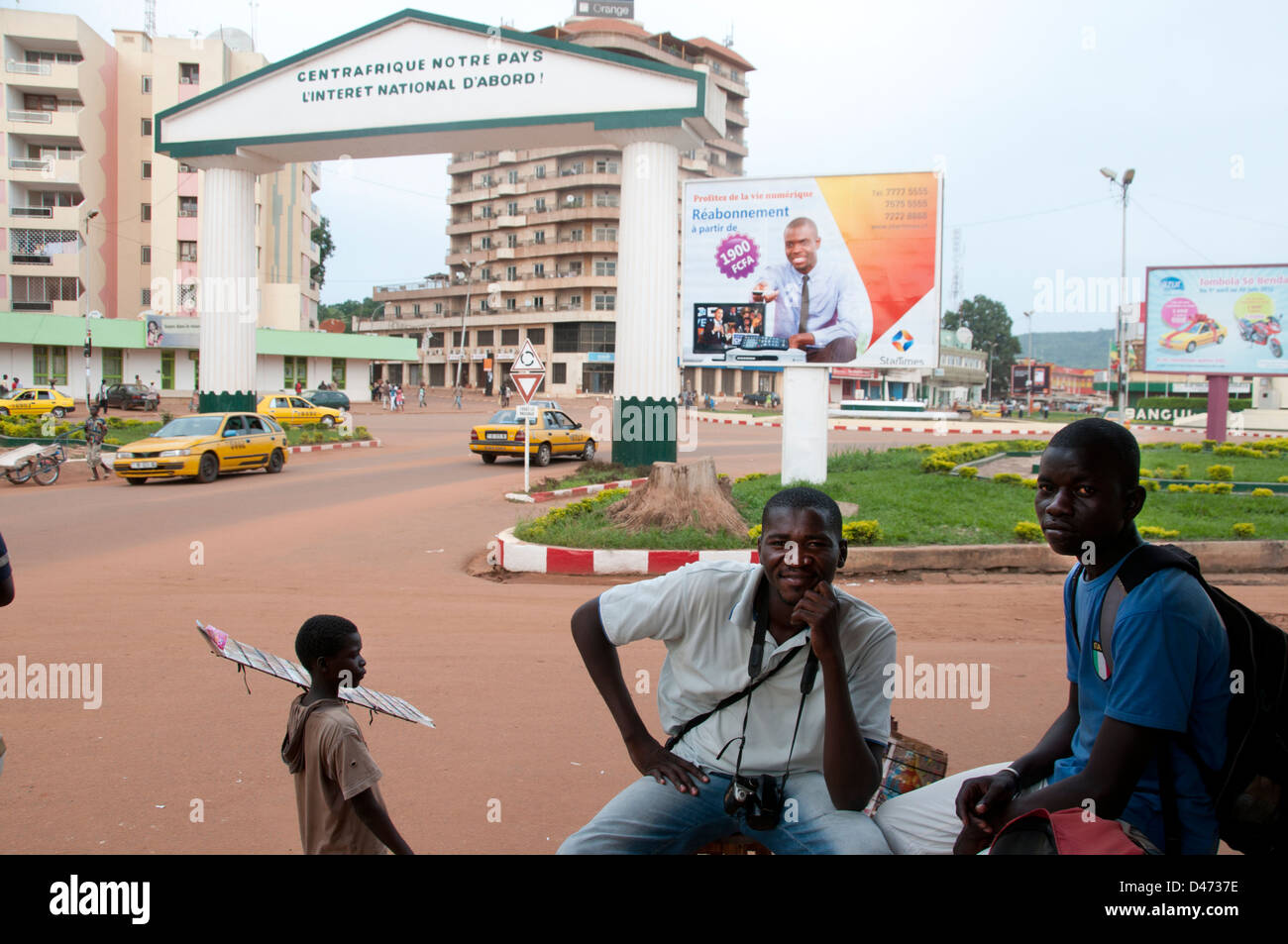 Central African Republic. August 2012. Bangui. Arch by roundabout in ...