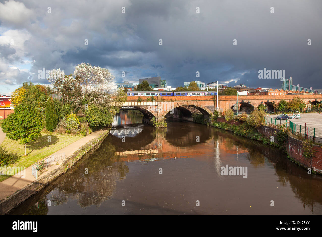 Manchester Ship Canal and railway bridge near Liverpool Street ...