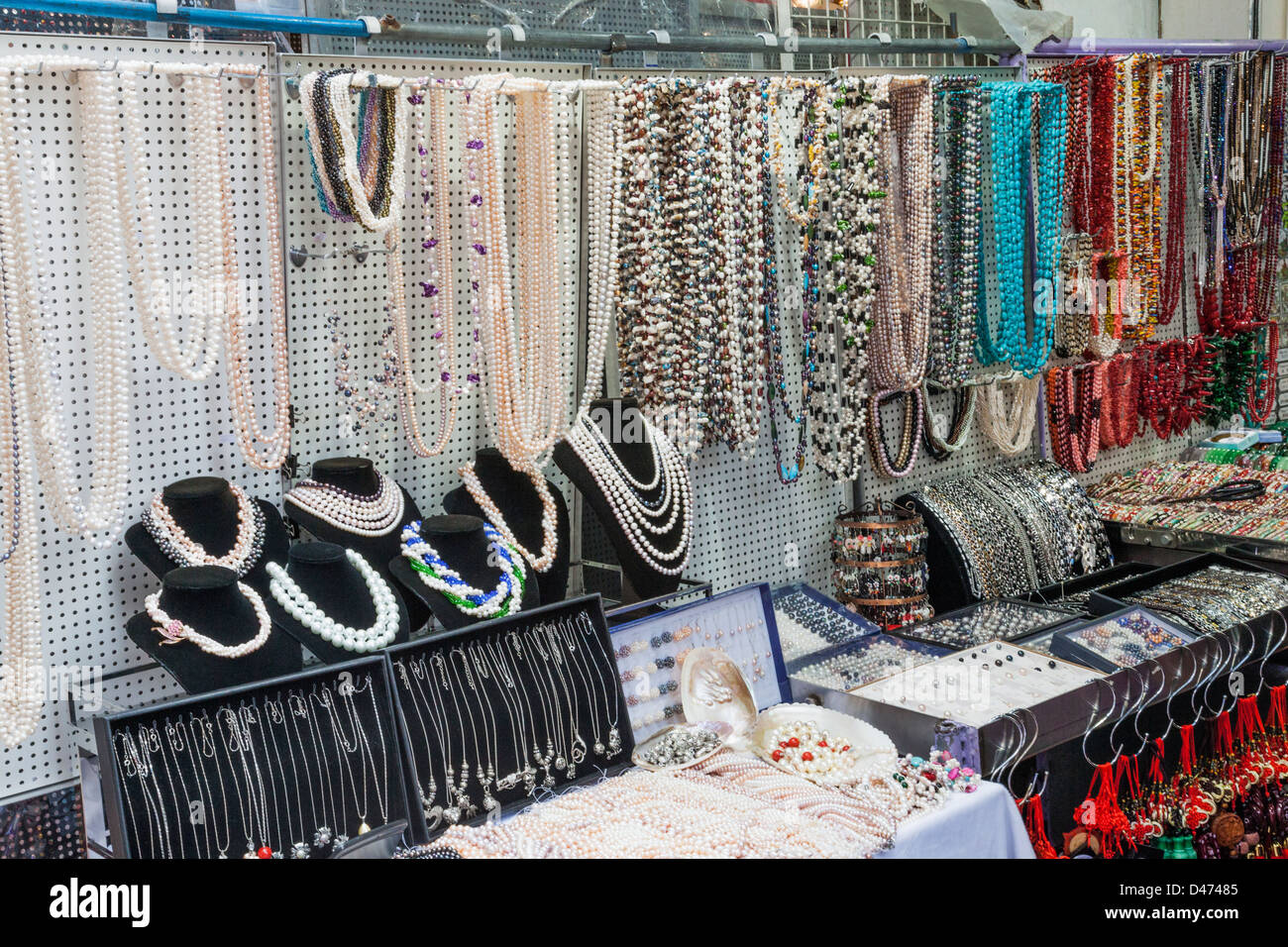 China, Hong Kong, Stanley Market, Shop Display of Pearls Stock Photo ...