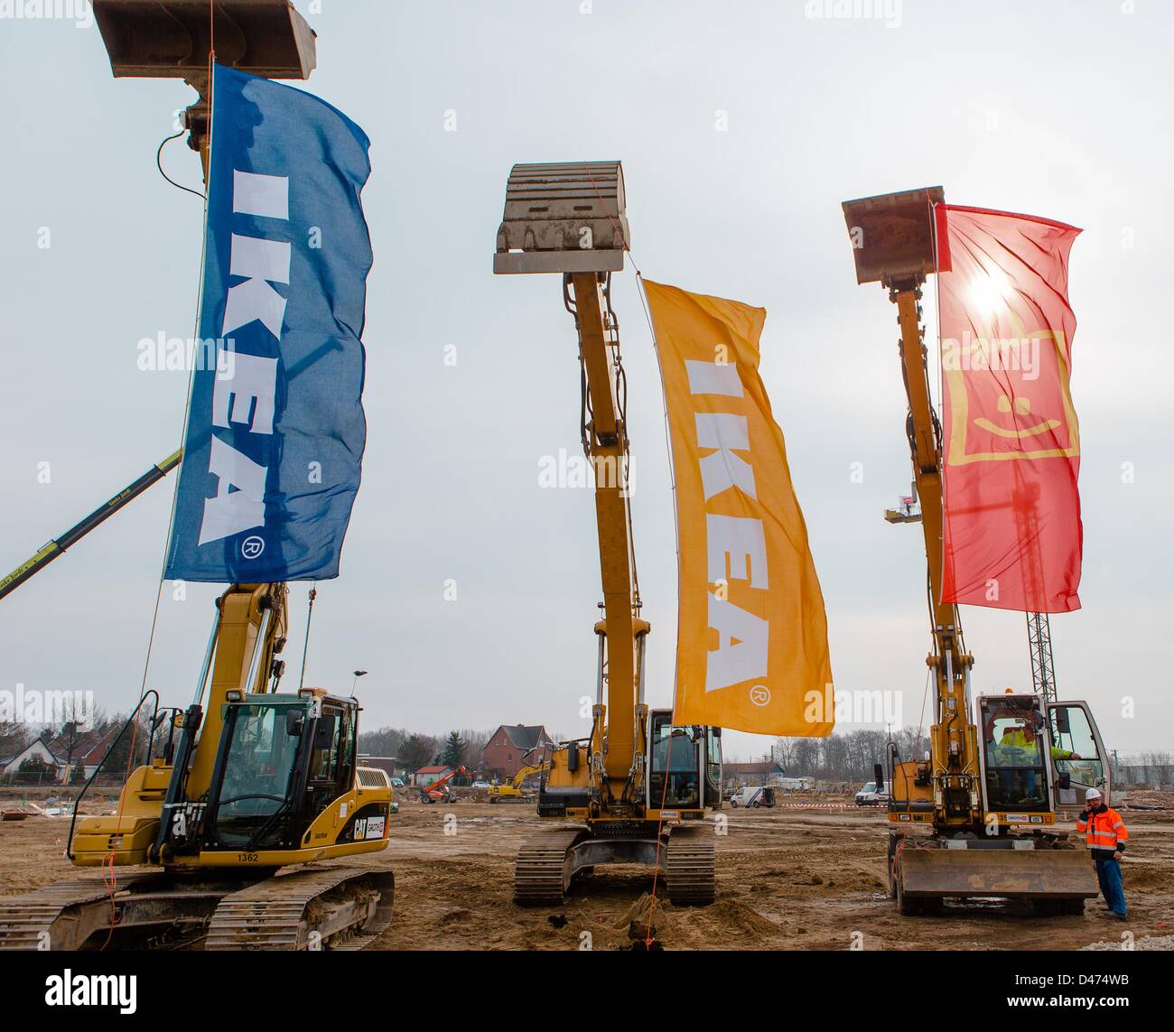 Ikea flags wave during the laying of the foundation stone at the ...