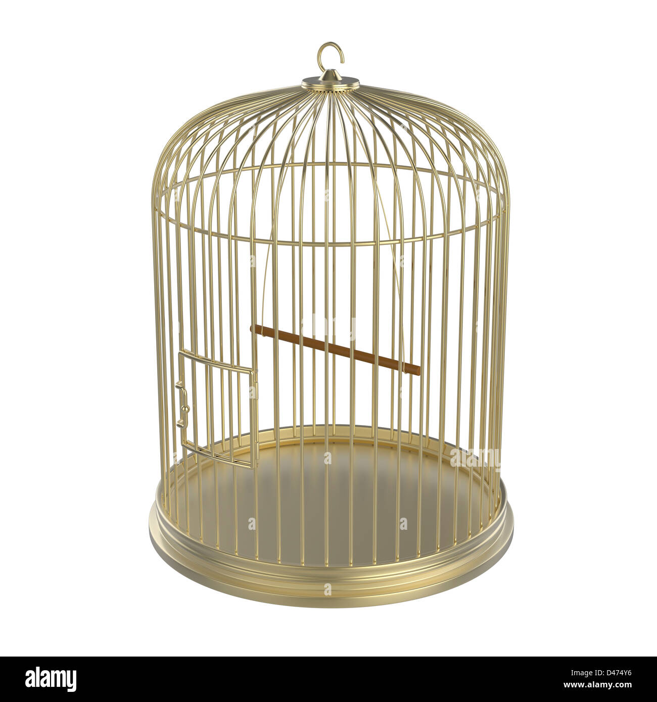 Golden bird cage isolated on white background Stock Photo - Alamy