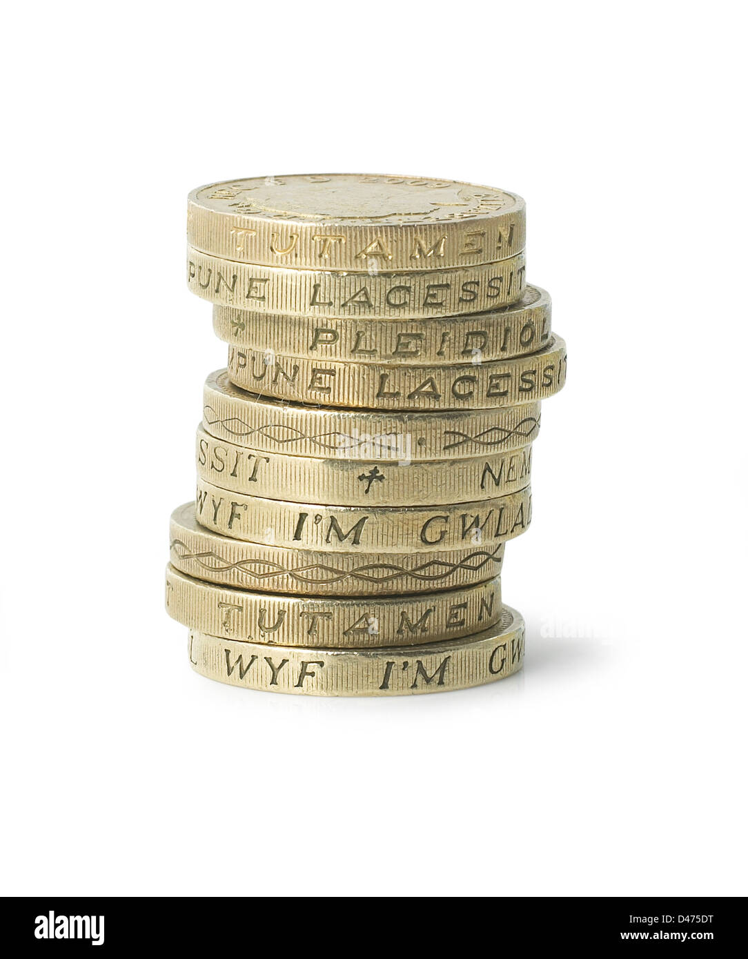 Pile of pound coins cut out white background Stock Photo - Alamy