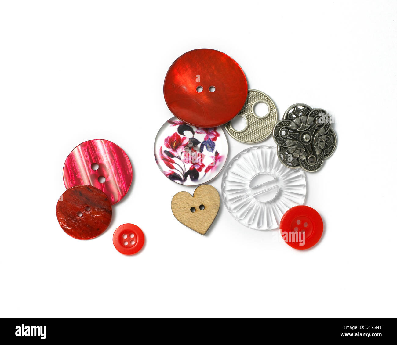 Assortment of different buttons cut out on white background Stock Photo ...