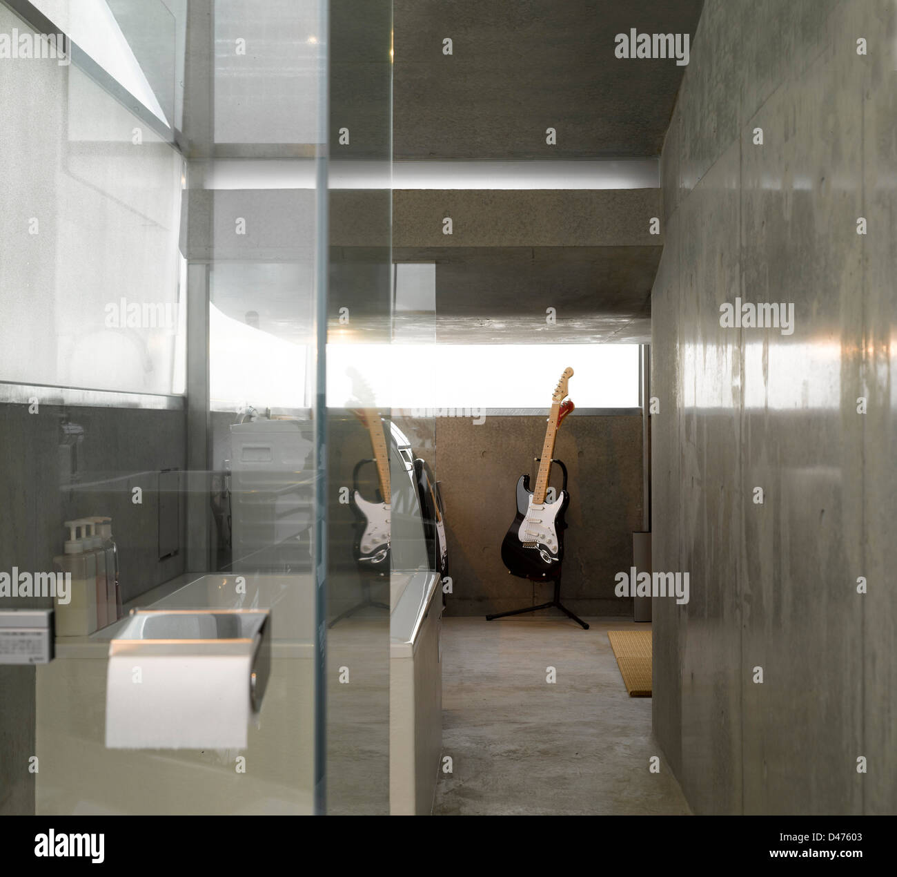 The Mist House, Tokyo, Japan. Architect: TNA, 2012. Basement area Stock ...