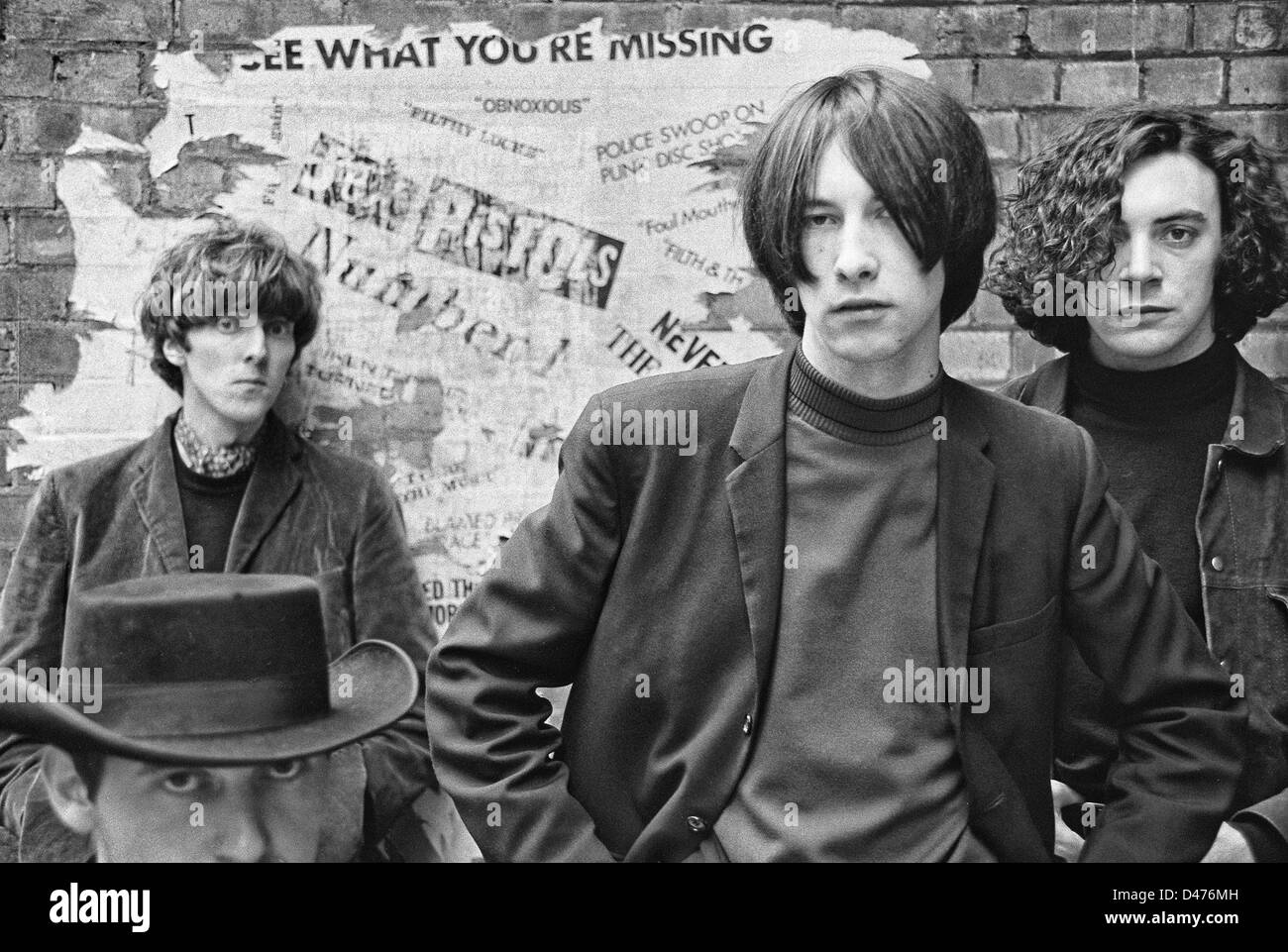 Primal Scream, Bobby Gillespie, photographed behind the WEA offices in ...