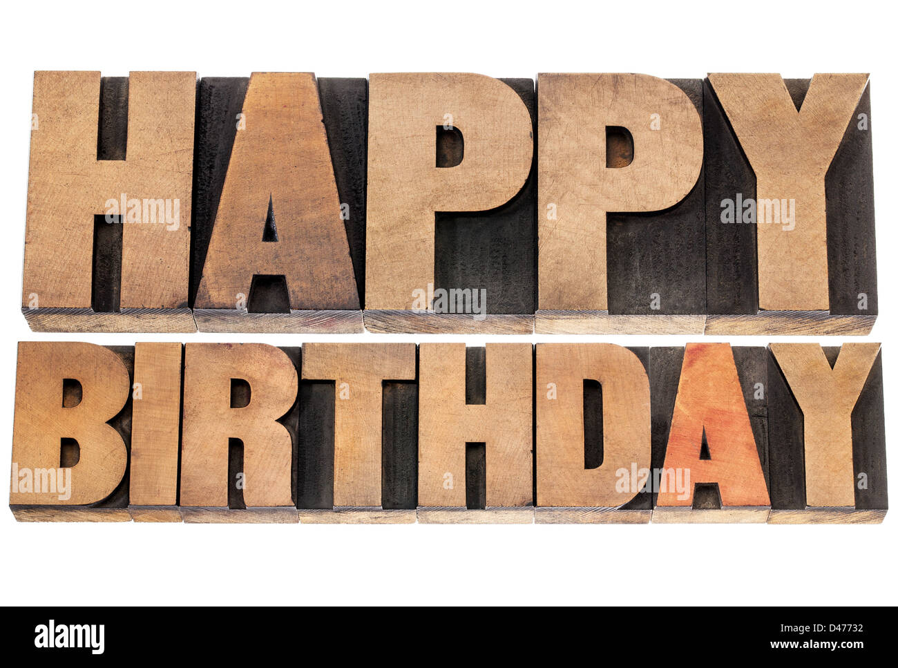 happy birthday - isolated text in letterpress wood type printing blocks ...