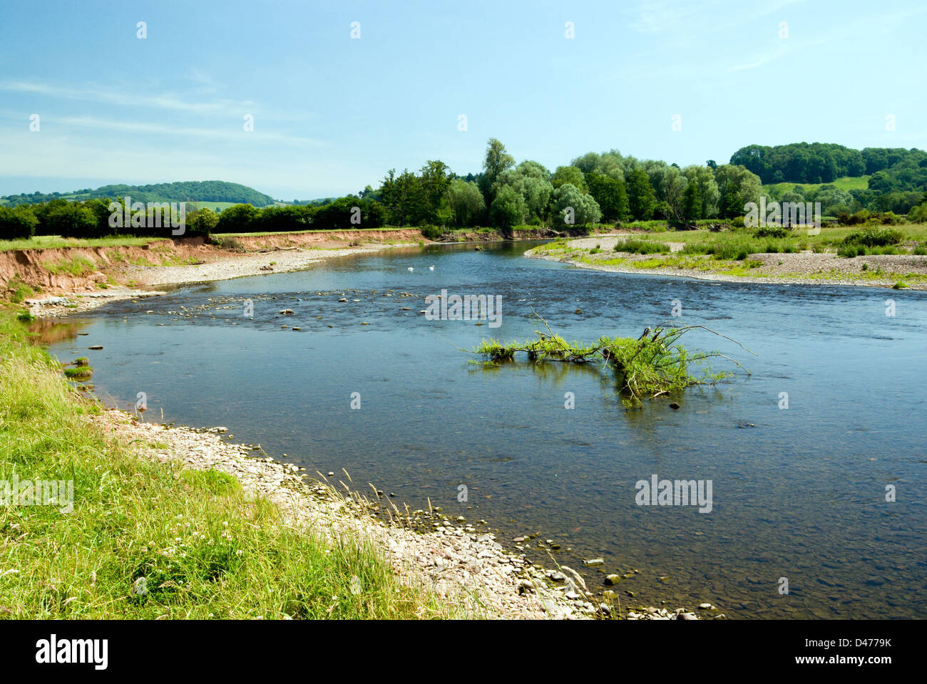 River Usk from the Usk Valley Walk, The Bryn near Abergavenny ...
