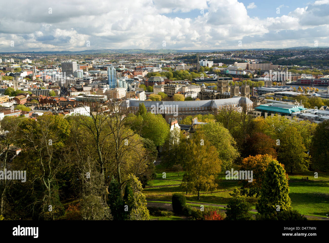 view looking out across bristol from the cabot tower brandon hill ...