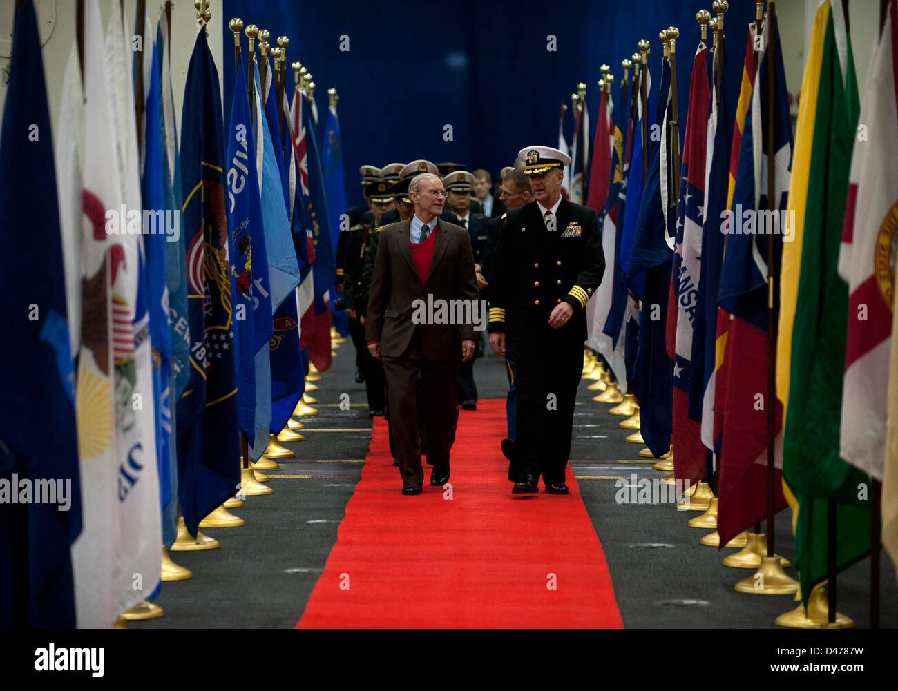 Attendees walk through flags hi-res stock photography and images - Alamy