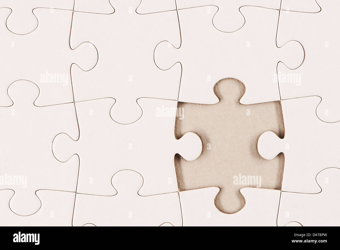 Plain White Jigsaw Puzzle with piece missing Stock Photo - Alamy
