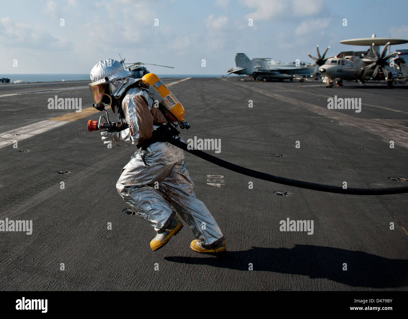 Flight deck fire drill hi-res stock photography and images - Alamy