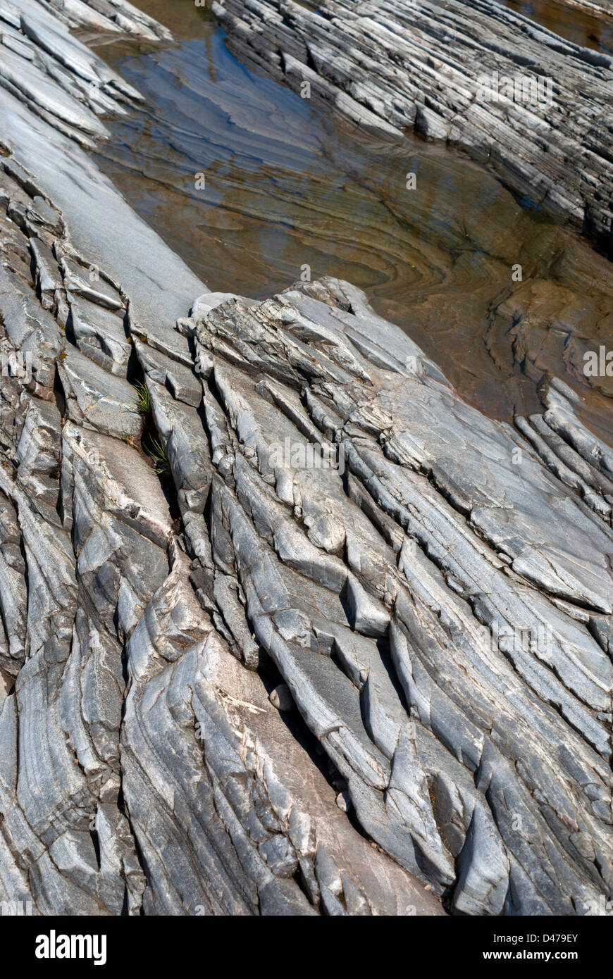 Layered rocks beside a river in Perthshire, Scotland Stock Photo - Alamy