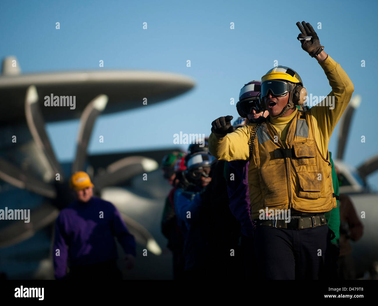 Flight deck firefighting drill hi-res stock photography and images - Alamy