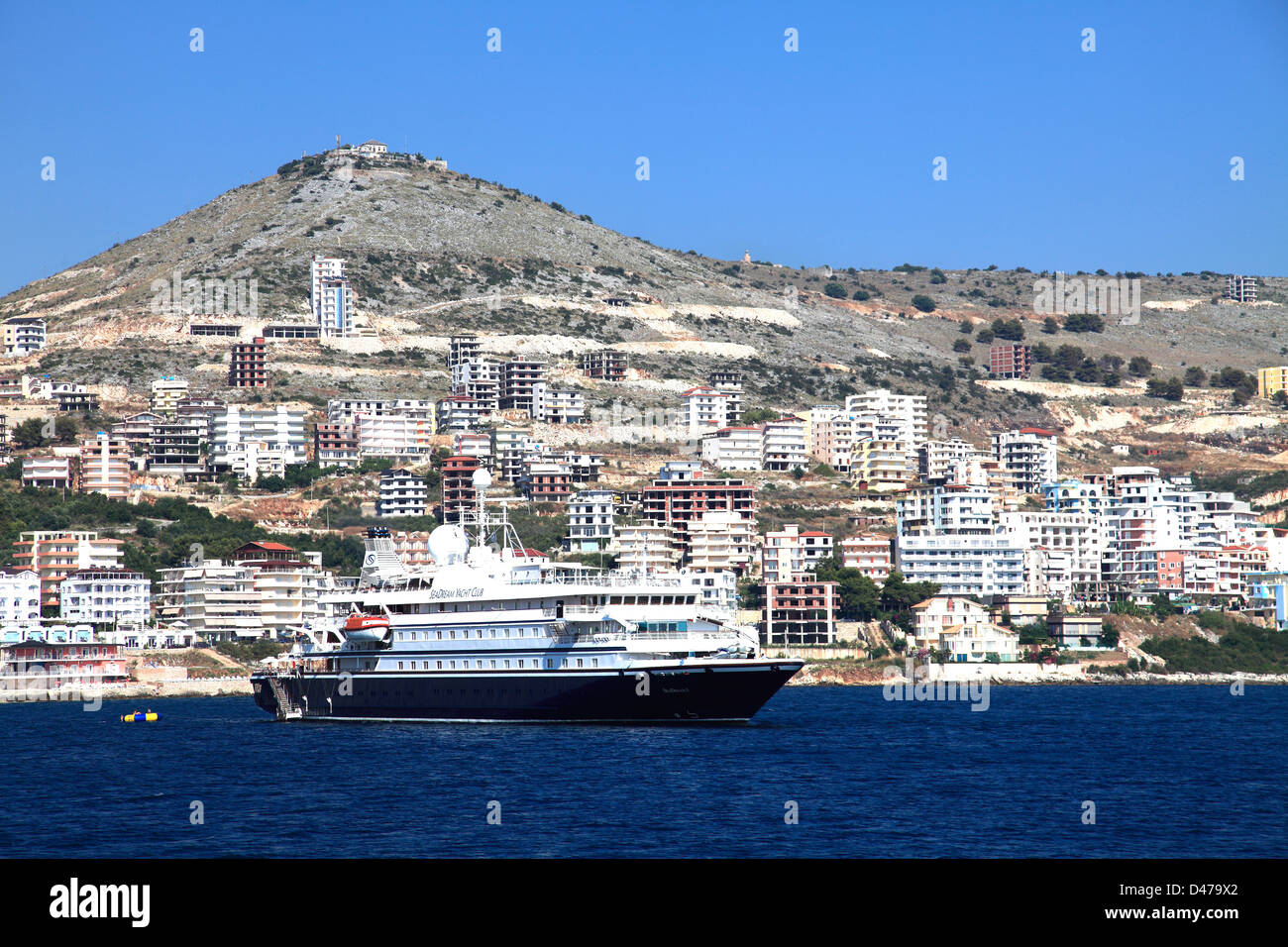 Summer view of the beach and promenade, Saranda Town, Albania, Europe ...
