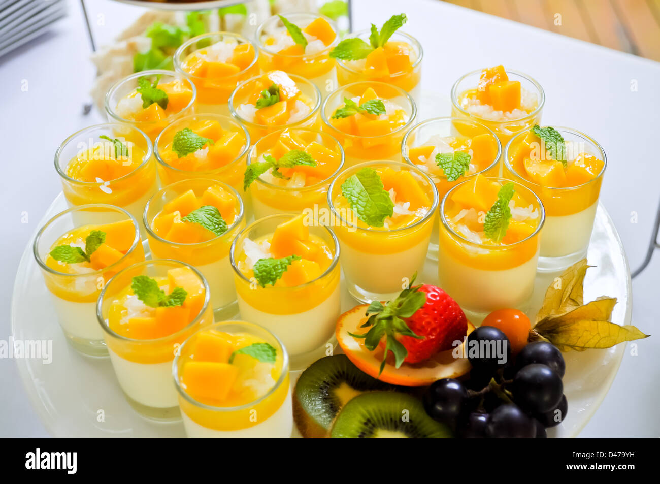Thai traditional dessert, Mango with sticky rice and coconut milk serve ...