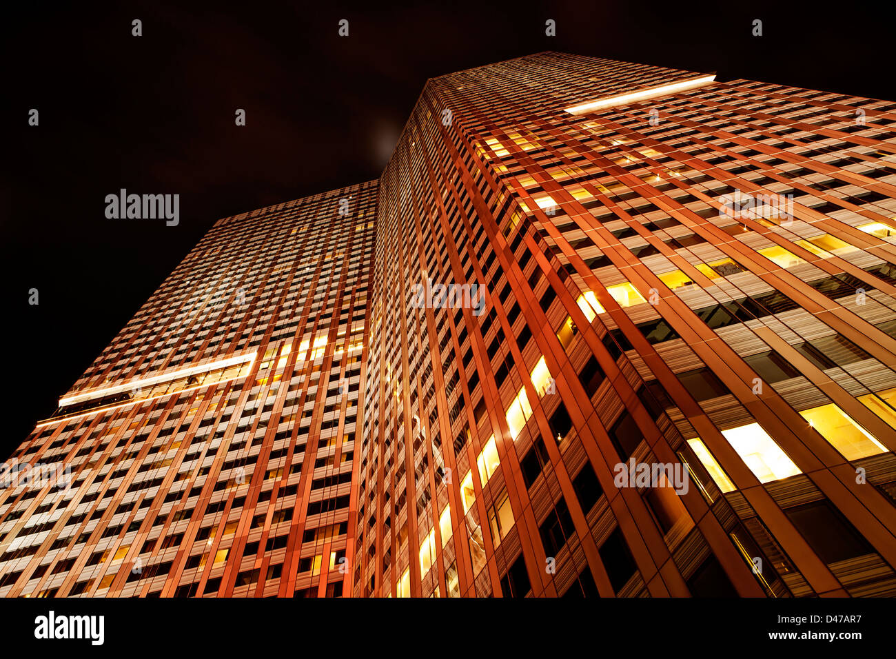 modern high-rise building details at night illumination Stock Photo - Alamy