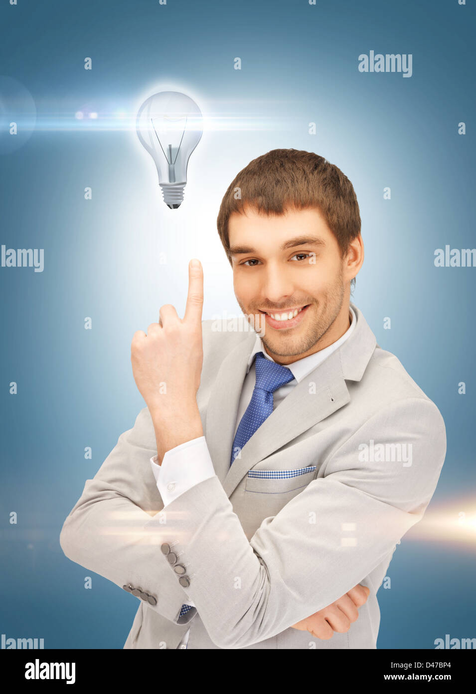 man in suit with light bulb Stock Photo - Alamy