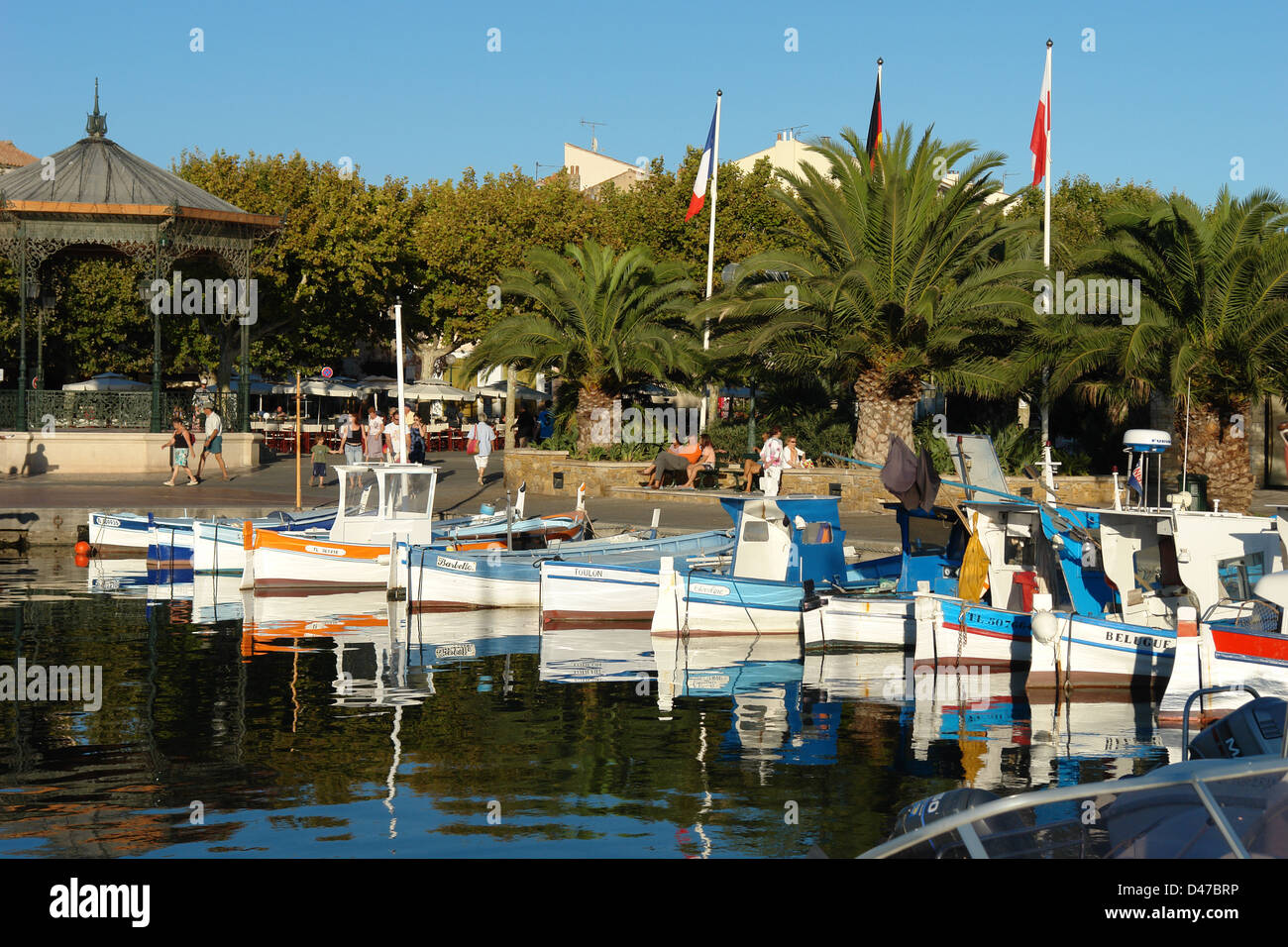 Typical fishing boats in the port of Sanary Stock Photo - Alamy
