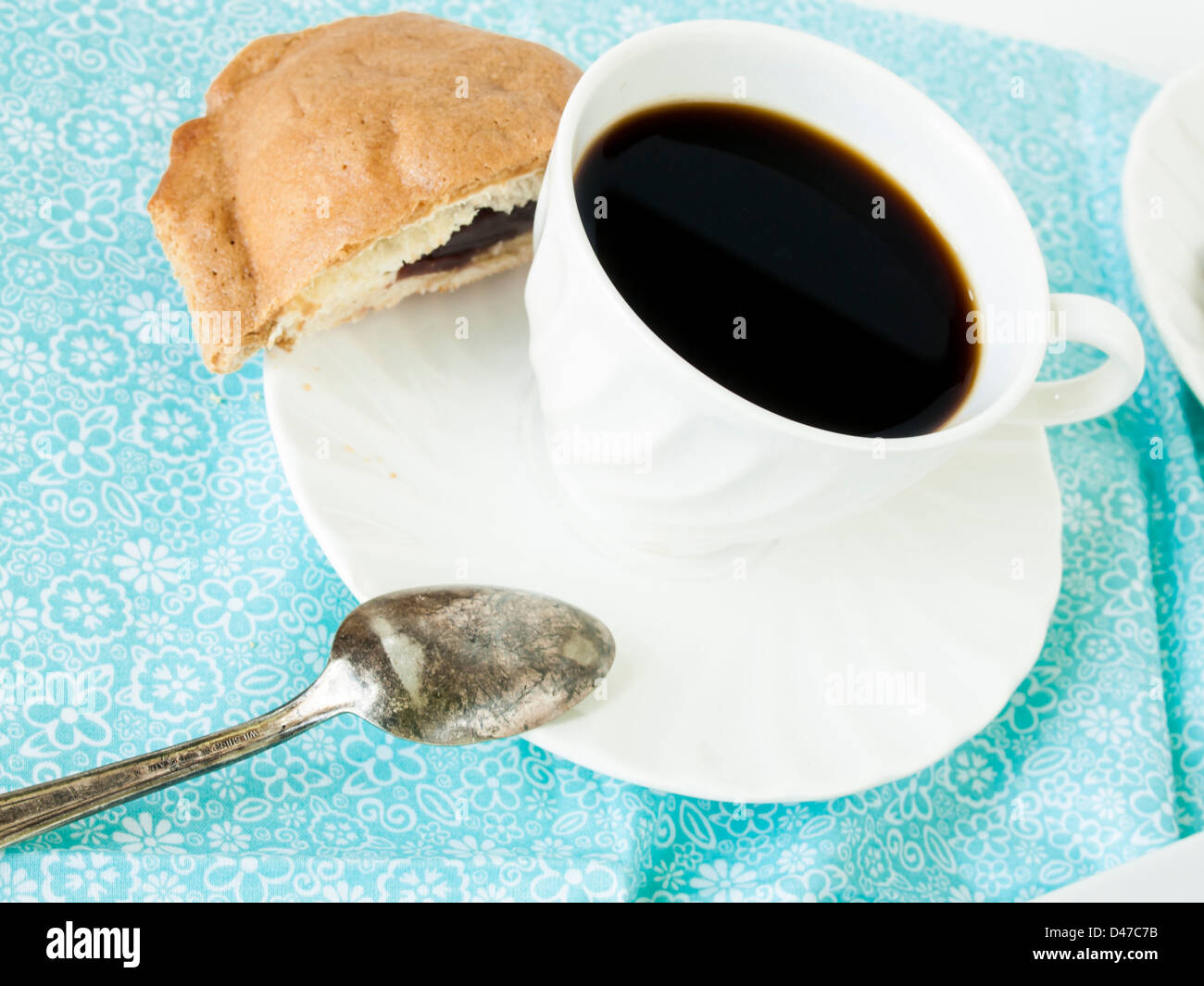 Breakfast with gourmet roti bun and coffee Stock Photo - Alamy