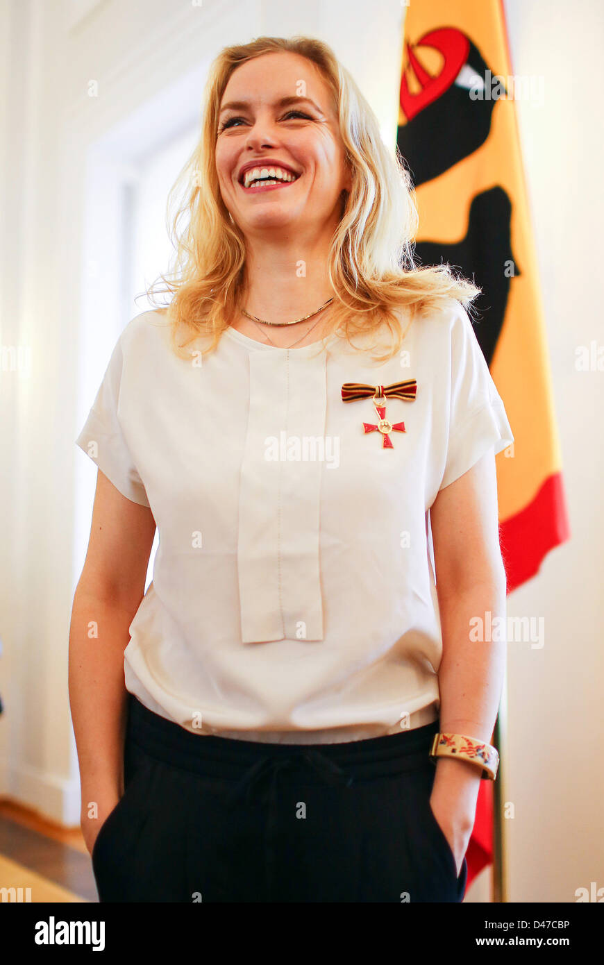 Actress Nina Hoss poses with the Order of Merit of the Federal Republic ...