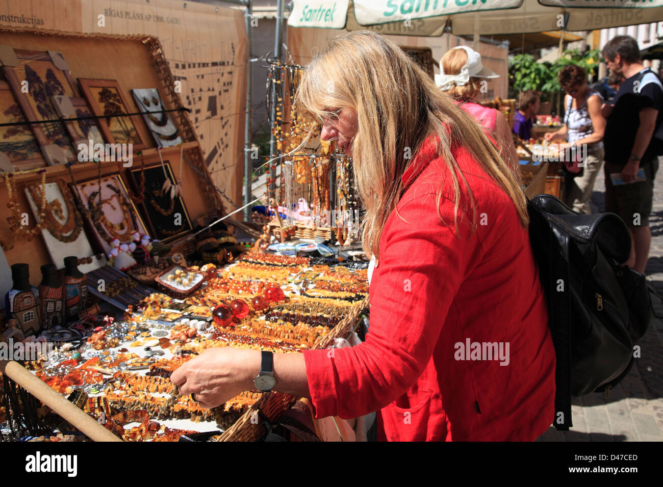 Market stall selling amber jewellery, Riga, latvia Stock Photo - Alamy