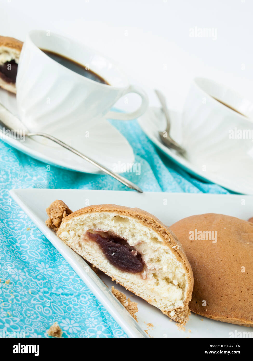 Breakfast with gourmet roti bun and coffee Stock Photo - Alamy