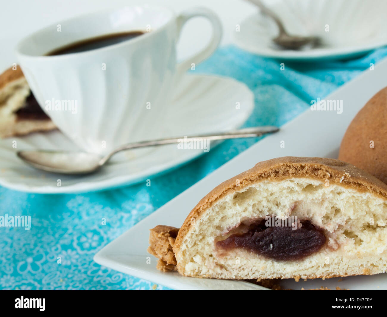 Breakfast with gourmet roti bun and coffee Stock Photo - Alamy
