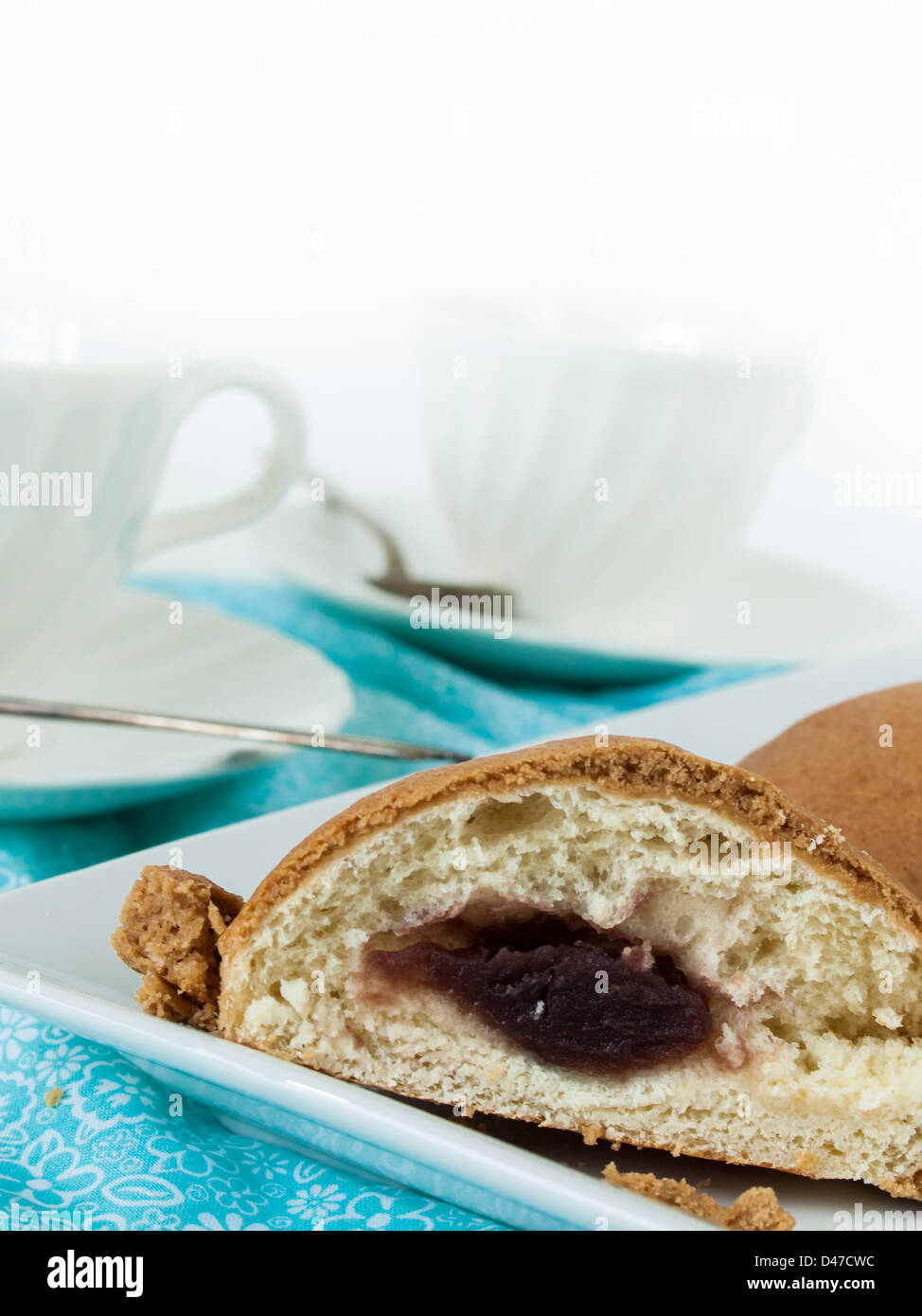 Breakfast with gourmet roti bun and coffee Stock Photo - Alamy